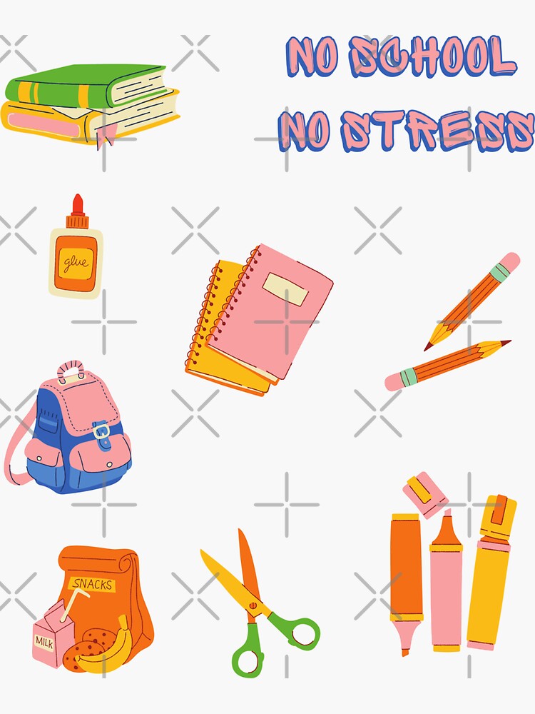 "No school no stress - sticker pack" Sticker for Sale by AnnaMelekhina ...
