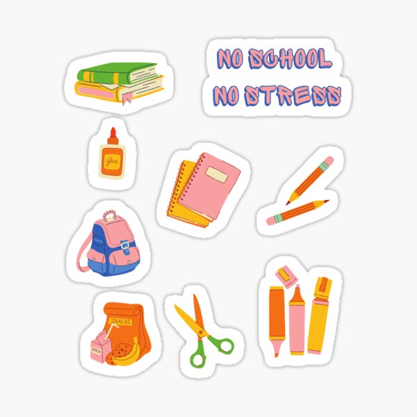 "No school no stress - sticker pack" Sticker for Sale by AnnaMelekhina ...