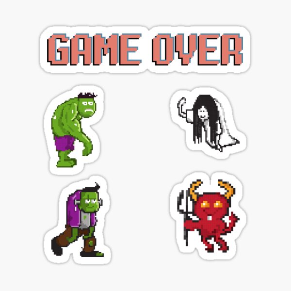 "Lowendgraphics Halloween game over - sticker pack " Sticker for Sale ...