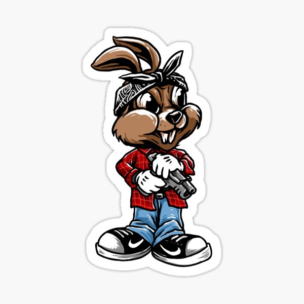 "Gangster Rabbit (version 1)" Sticker for Sale by kalud-zoldyck | Redbubble