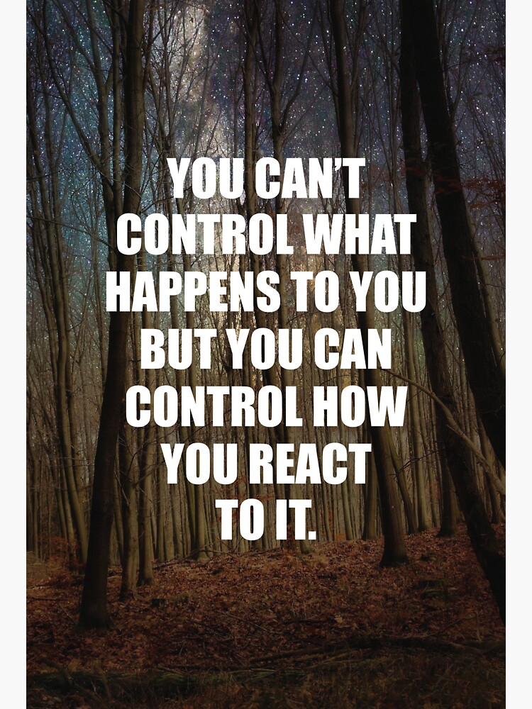 "You can't always control what happens to you but you can control how ...