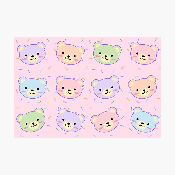 "Pastel Bears Kawaii Cute Pastel Aesthetic Sprinkles Pink" Photographic ...