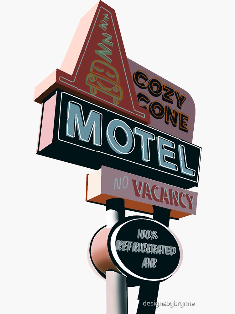 "Cozy Cone Motel Sign" Sticker for Sale by designsbybrynne | Redbubble