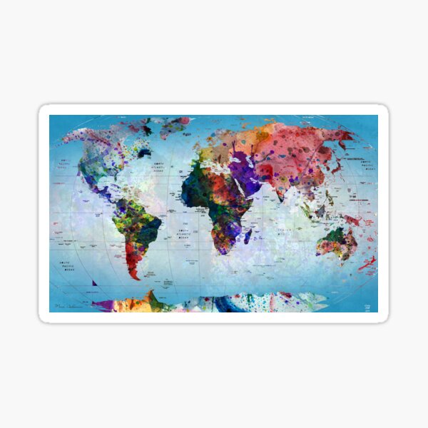 "map of the world " Sticker for Sale by motiashkar | Redbubble
