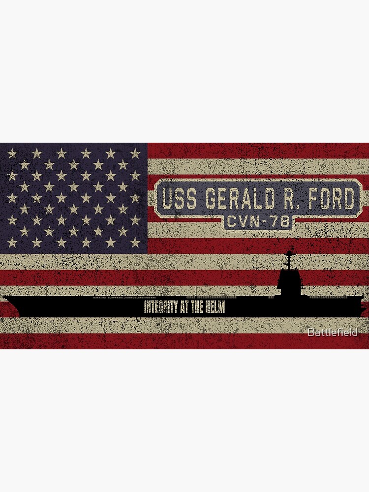 "USS Gerald R Ford CVN-78 Aircraft Carrier Vintage USA American Flag ...