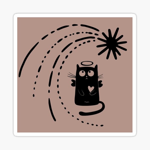 "Black cat cute shooting star angel design" Sticker for Sale by ...