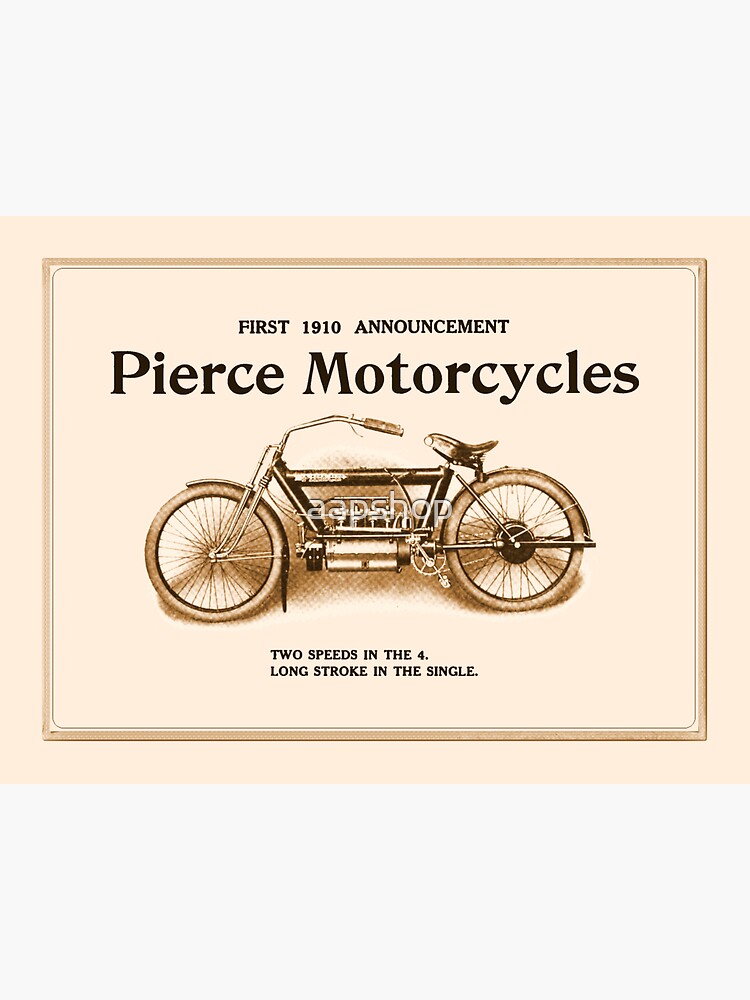 "1910 Pierce motorcycles, classic American motorbike ad" Sticker by ...