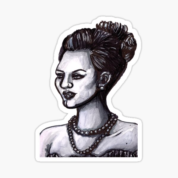 "Fancy Vampire Lady Illustration" Sticker by KLoganArt | Redbubble