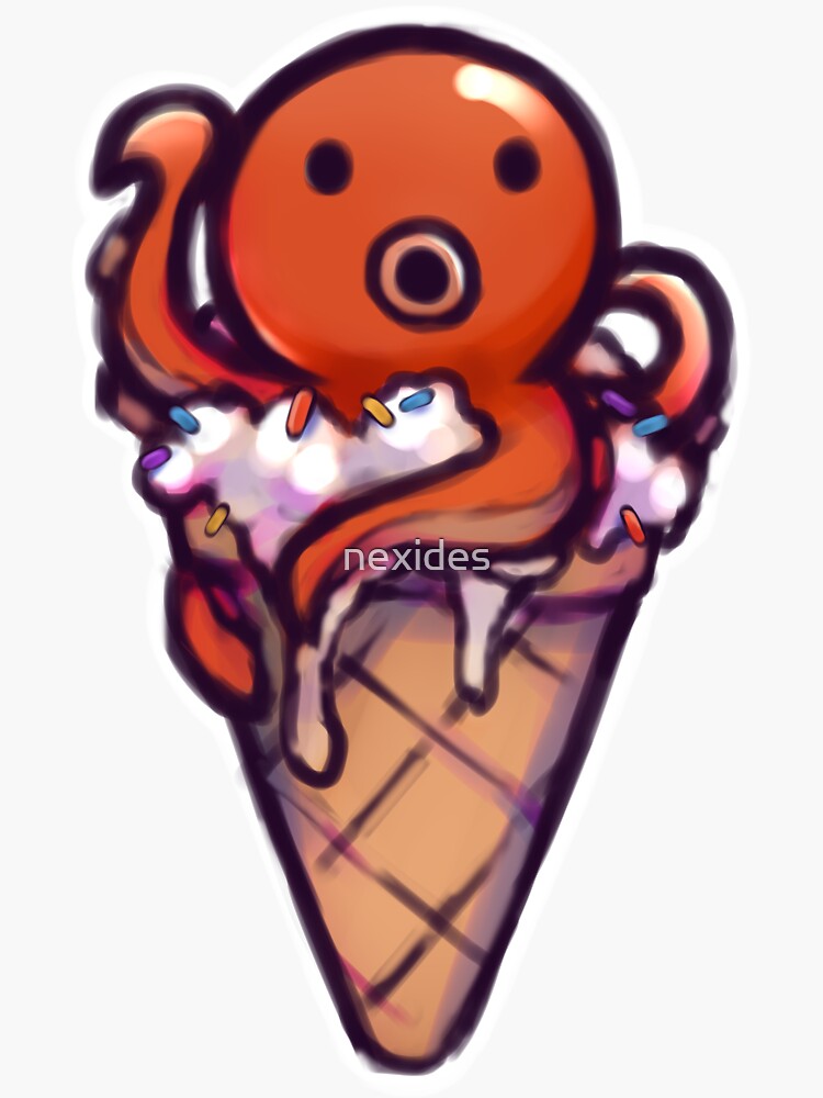 "Octopus ice cream (with outline)" Sticker for Sale by nexides | Redbubble