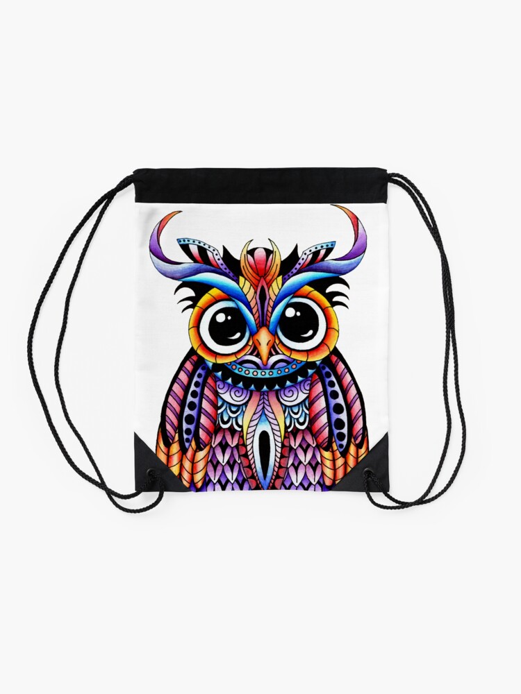 "Owl Zentangle" Drawstring Bag for Sale by FiddlePhantasm | Redbubble