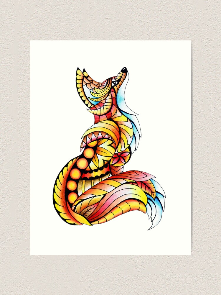 "Fox Zentangle" Art Print for Sale by FiddlePhantasm | Redbubble