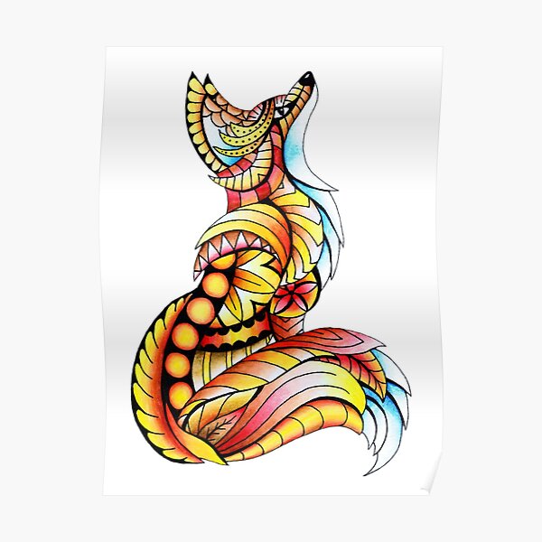 "Fox Zentangle" Poster for Sale by FiddlePhantasm | Redbubble