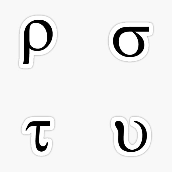 "The Greek Alphabet - Small Letters - rho, sigma, tau, upsilon" Sticker ...