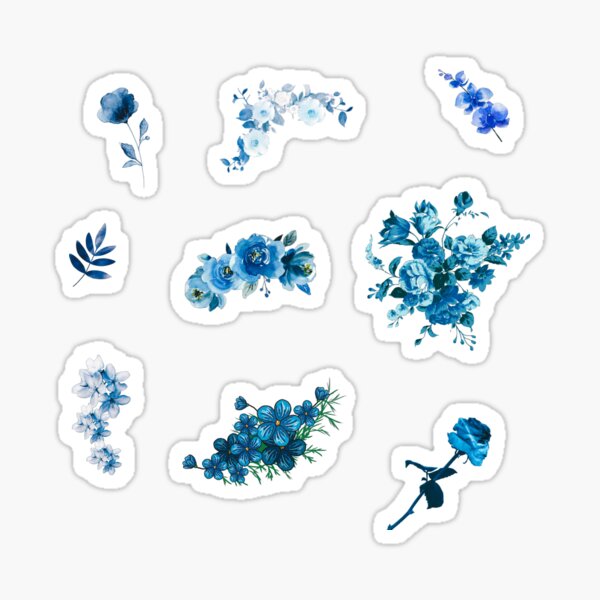 "blue beautiful aesthetic flowers pack" Sticker for Sale by ...