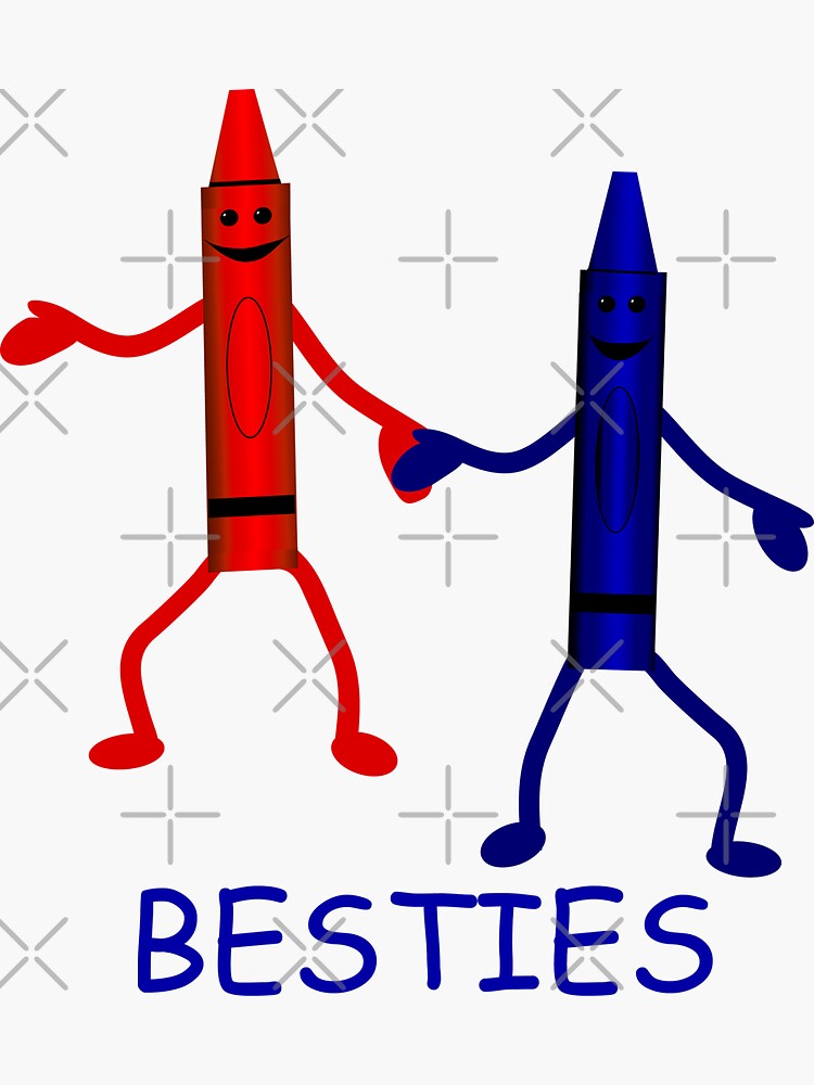 "Crayon Besties Friends BFF" Sticker for Sale by redwindy | Redbubble