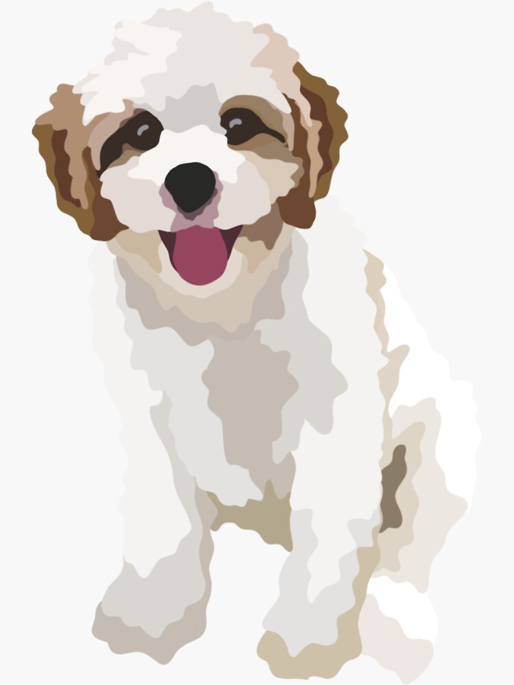 "Cavapoo Dog Portrait Digital Illustration" Sticker for Sale by ...
