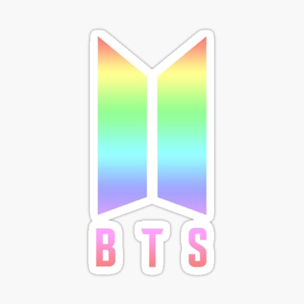 "BTS Rainbow Pastel Logo" Sticker by LunchyClubby | Redbubble