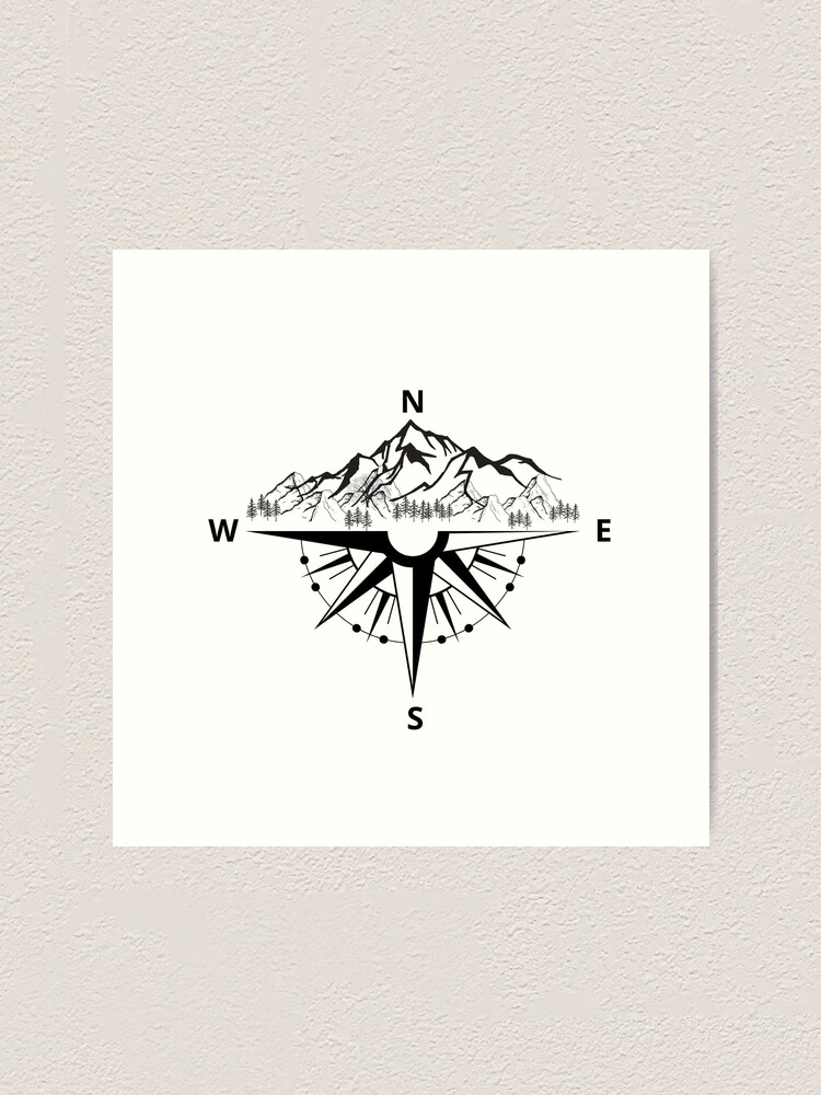 "MOUNTAIN TREE COMPASS" Art Print for Sale by eakkung | Redbubble