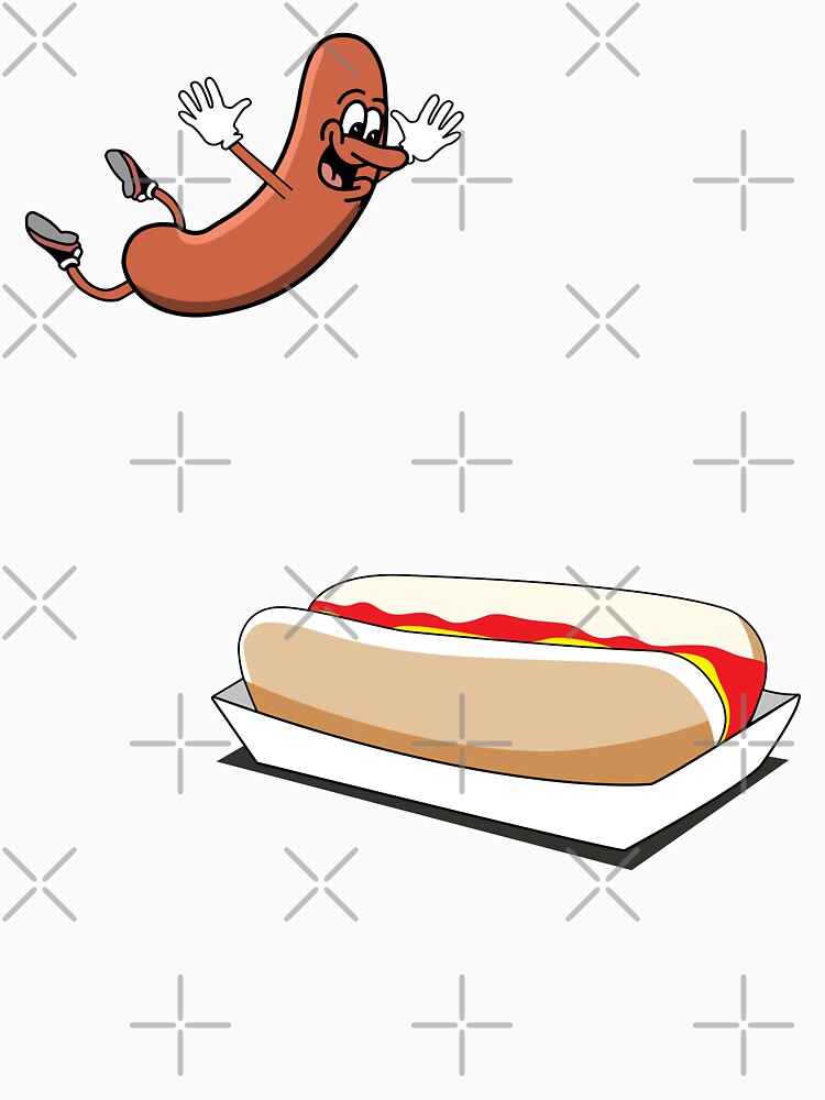 "Hot Dog Diving Into A Hotdog Bun" Classic T-Shirt for Sale by Carl ...