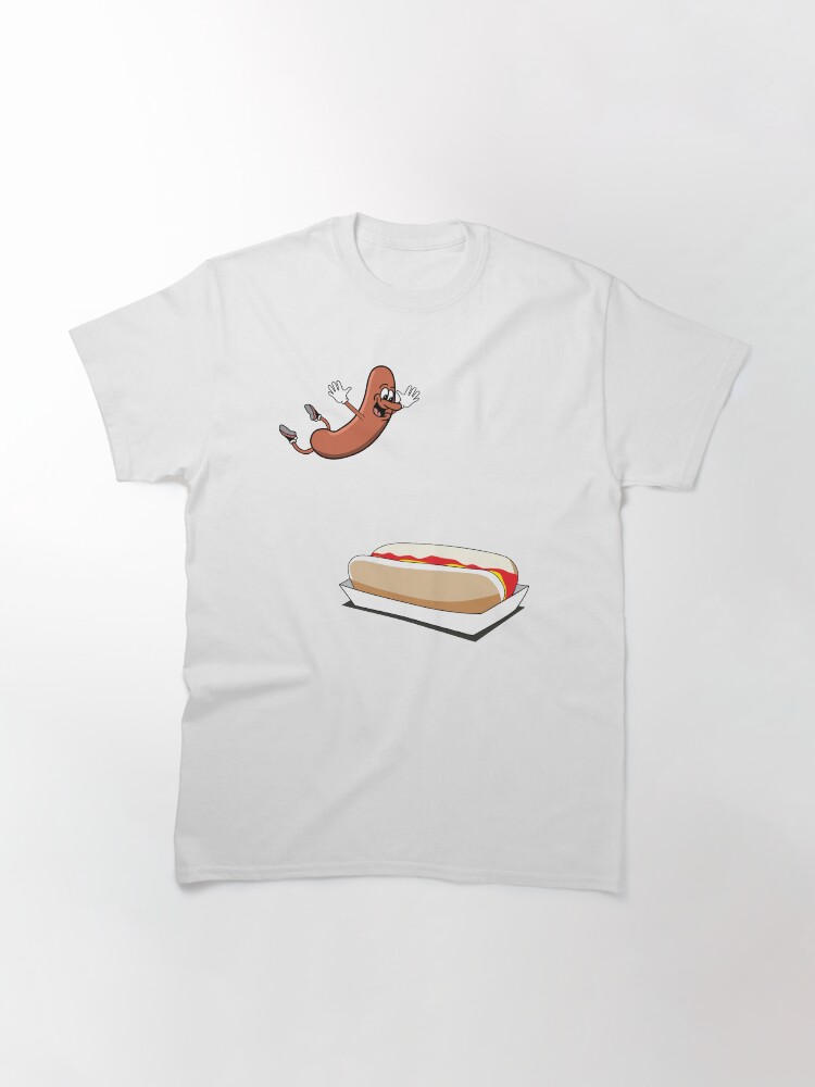 "Hot Dog Diving Into A Hotdog Bun" Classic T-Shirt for Sale by Carl ...