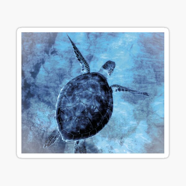 "Ocean Sea Turtle (Aesthetic Blue Waves)" Sticker for Sale by ...
