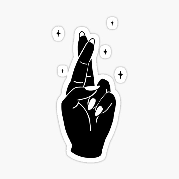 "Black and white magical fingers crossed" Sticker for Sale by ...