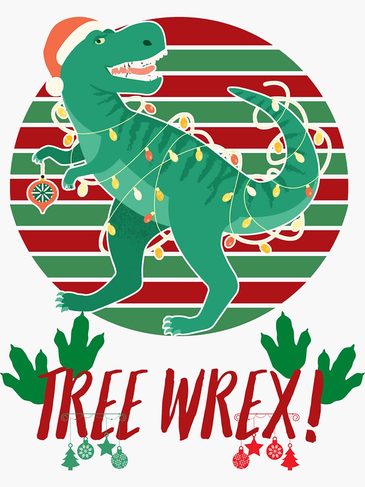 "Tree Wrex! T Rex Christmas Tree Funny Dinosaur Pun Joke Sunset ...