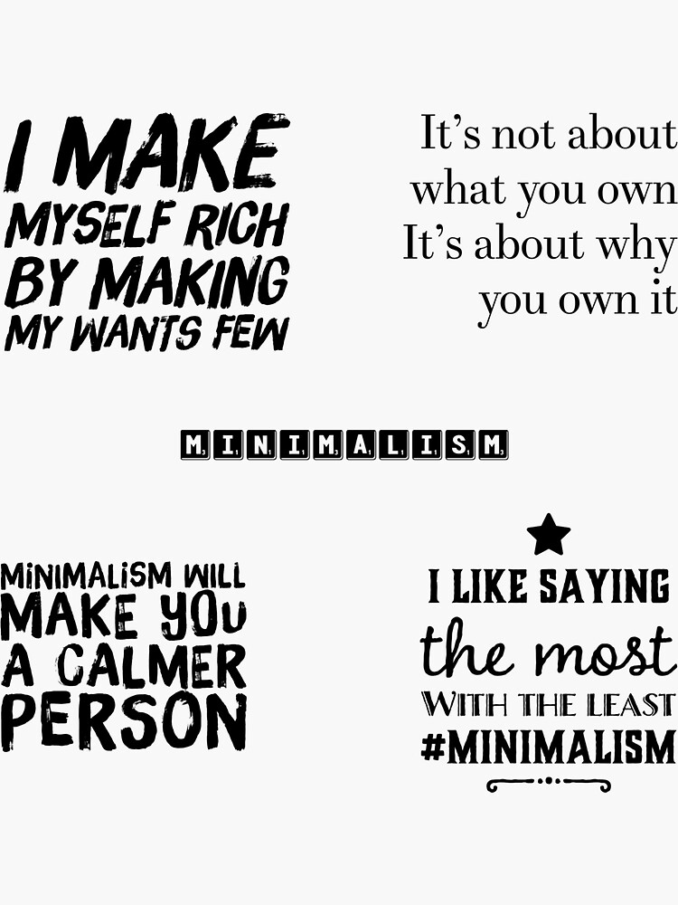 "Minimalism Essentialism Lifestyle Quotes Sticker Pack" Sticker for ...