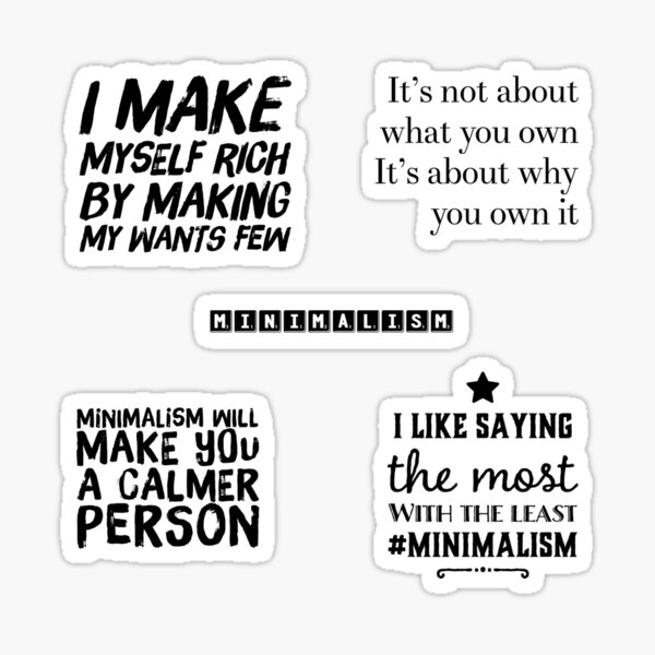 "Minimalism Essentialism Lifestyle Quotes Sticker Pack" Sticker for ...
