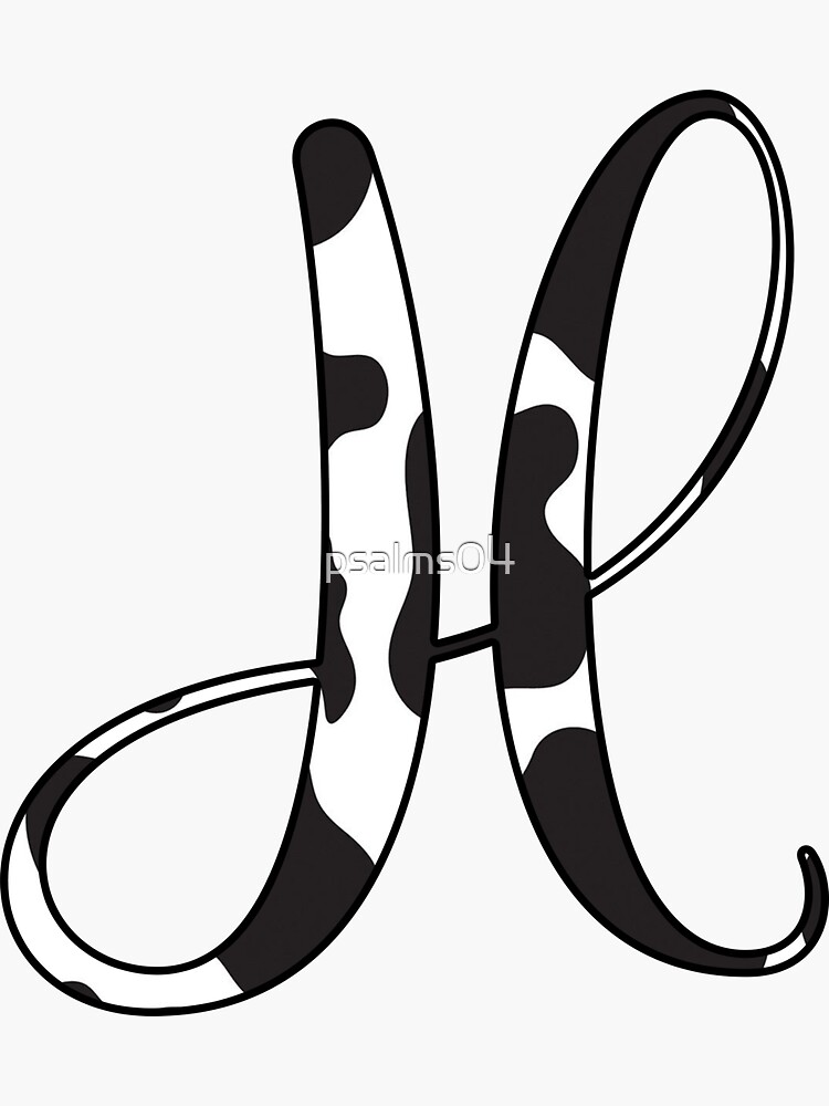 "letter H cow print" Sticker for Sale by psalms04 | Redbubble