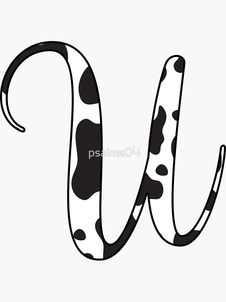 "letter U cow print" Sticker for Sale by psalms04 | Redbubble