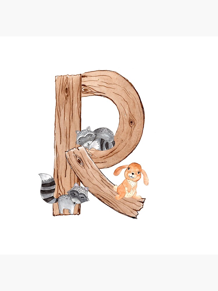 "Watercolor Rabbit Raccoon Letter R | Kids Alphabet" Poster by ...