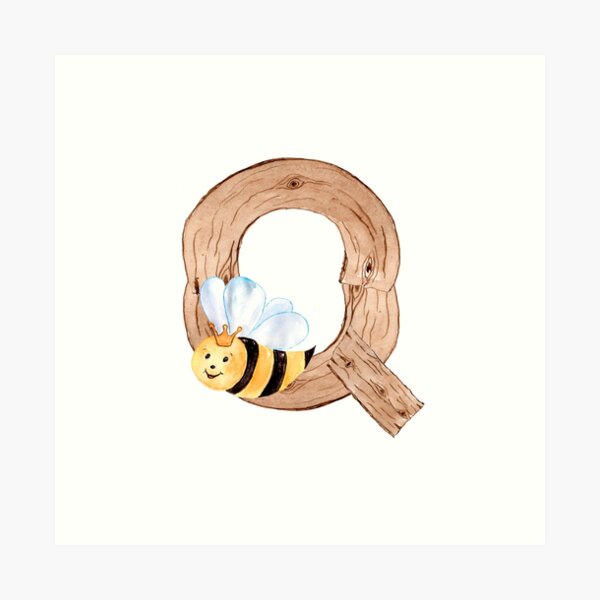 "Watercolor Queen Bee Letter Q | Kids Alphabet" Art Print for Sale by ...