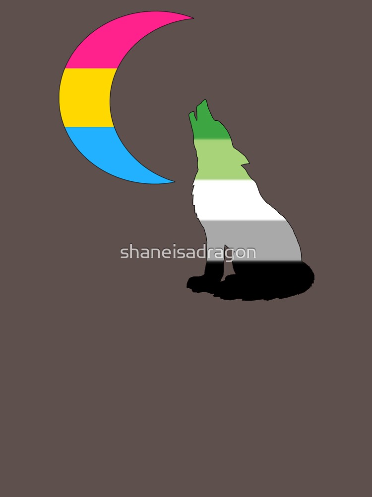 "Aro Pansexual Wolf & Moon" T-shirt for Sale by shaneisadragon ...