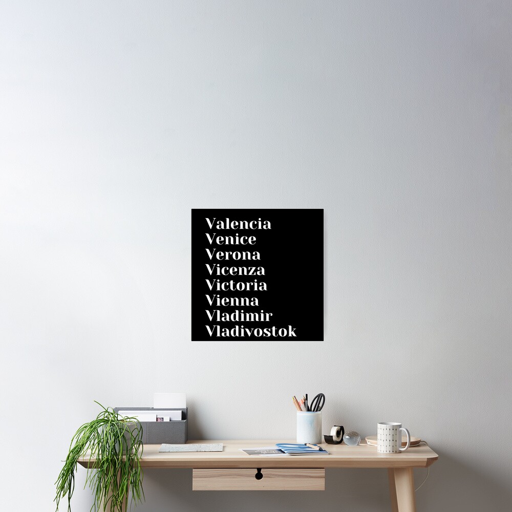 Póster «Ciudades que comienzan con la letra V» de TshirtMaskTotes ...