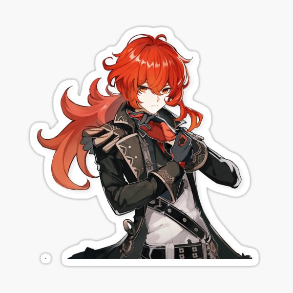 "Diluc (Genshin Impact)" Sticker by kawaiicrossing | Redbubble
