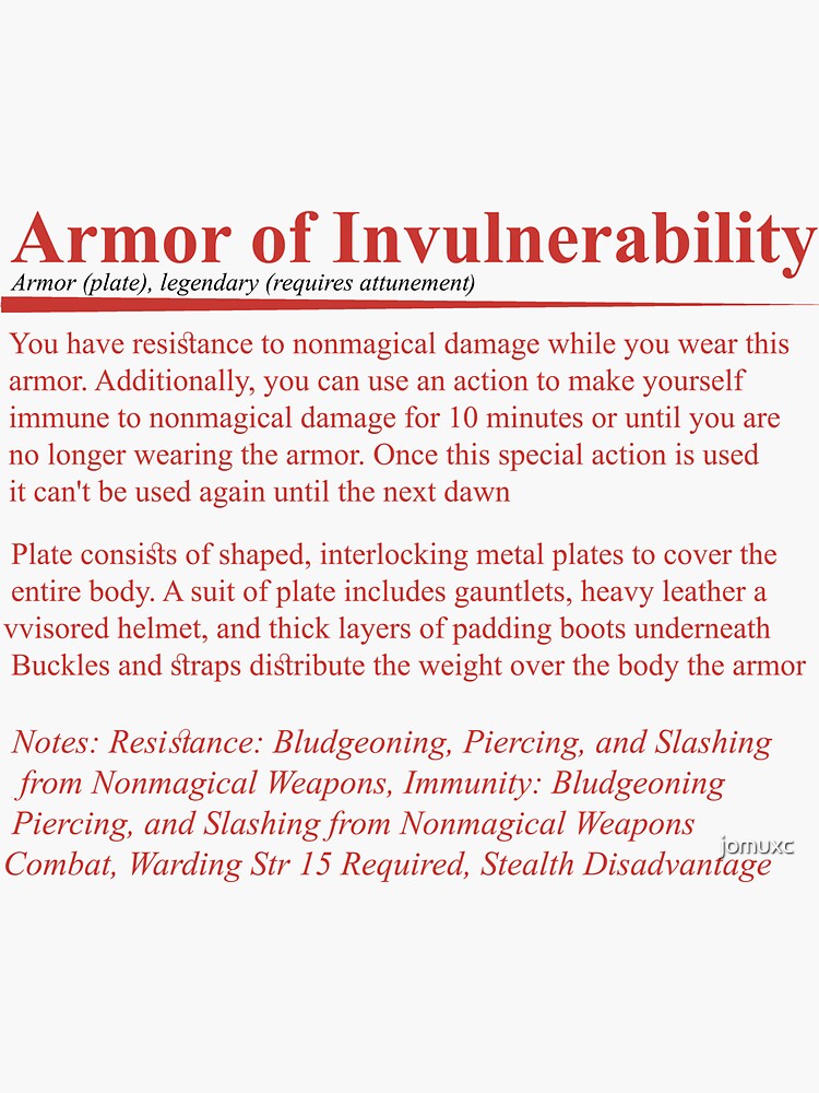"Armor of Invulnerability" Sticker by jomuxc | Redbubble
