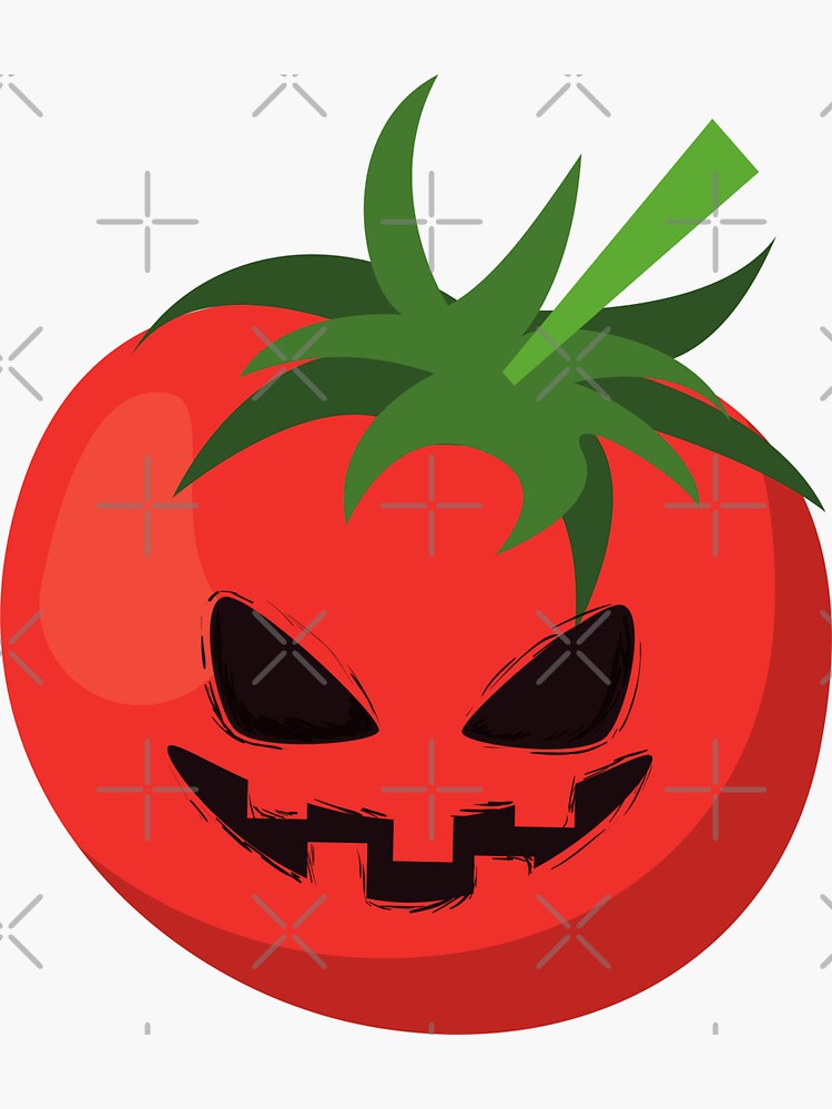"Halloween Red Tomato Scary Face" Sticker for Sale by happyquirkymuse ...