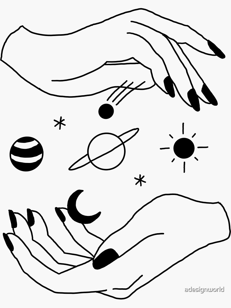 "Two hands holding solar system" Sticker for Sale by adesignworld ...