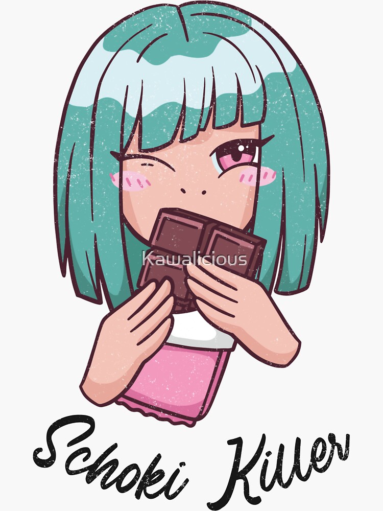 "Schoki Killer Anime Girl with Chocolate" Sticker by Kawalicious ...