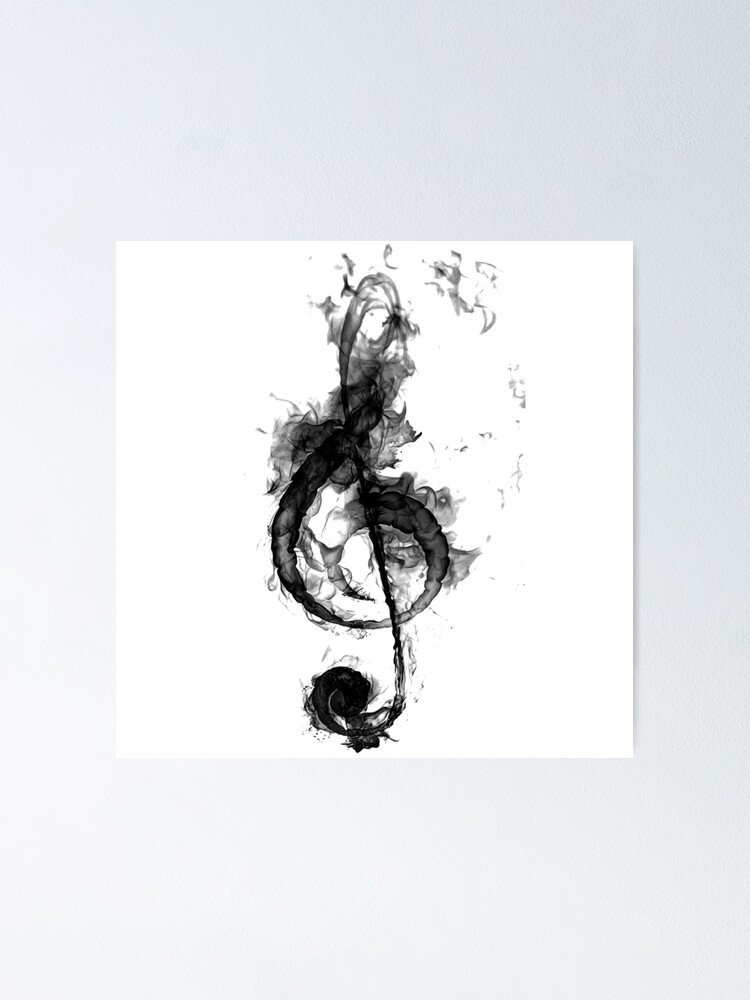 "beautiful Treble clef music note in smoke effect " Poster by ...