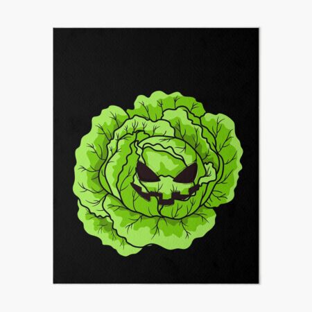 "Halloween Green Cabbage Scary Face" Art Board Print by happyquirkymuse ...