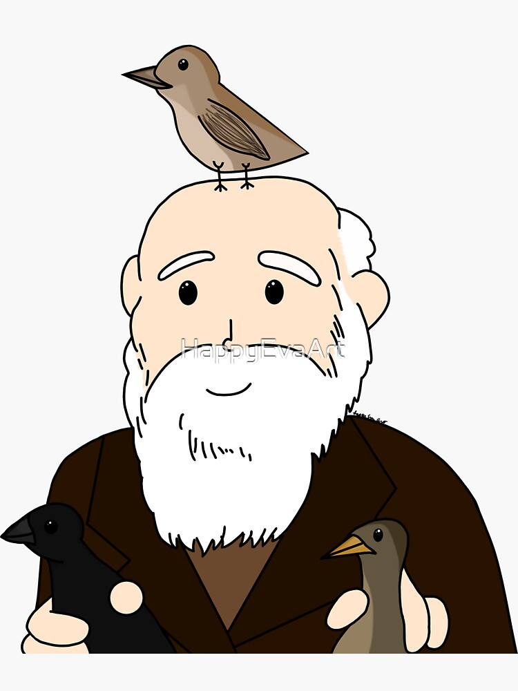 "Charles Darwin" Sticker for Sale by HappyEvaArt | Redbubble
