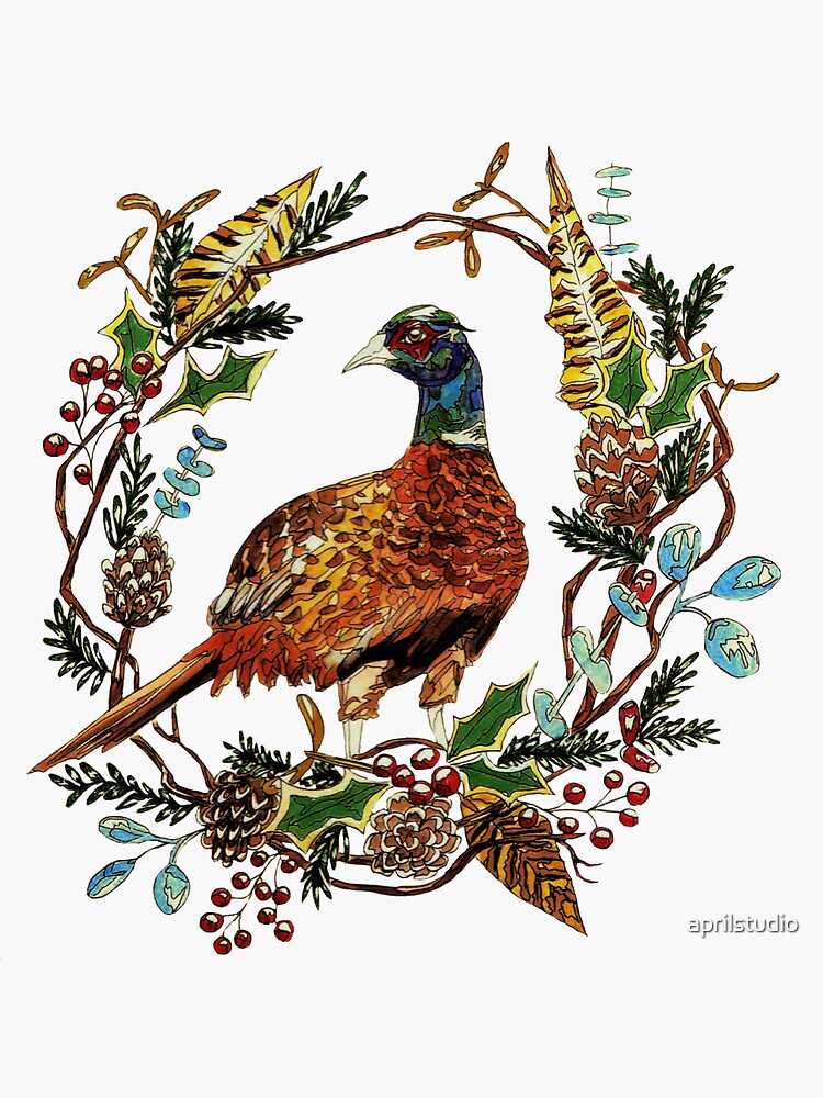 "pheasant " Sticker for Sale by aprilstudio | Redbubble