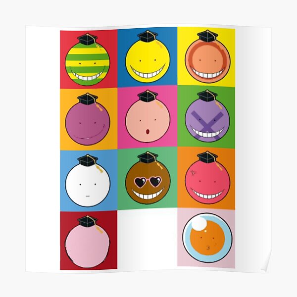 "Assassination Classroom , Koro Sensei alle faces !" Poster von ...