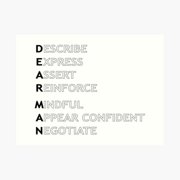 "DEAR MAN DBT Skill" Art Print for Sale by Ollie M | Redbubble