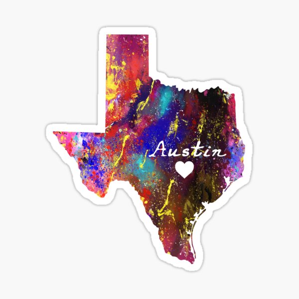 "Austin heart on map Quote Art Design Inspiratio" Sticker for Sale by ...