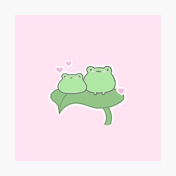 "cute happy frog couple on a leaf" Photographic Print for Sale by ...