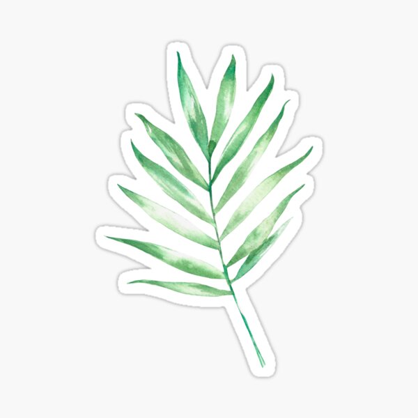 "Exotic tropical palm leaf sticker - hand-painted watercolor" Sticker ...