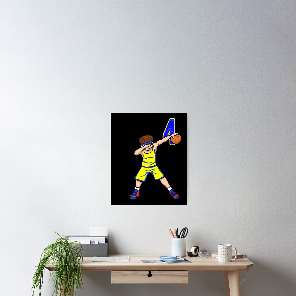 "Cool Yellow Blue Basketball Team Number 4 Basketball Player BBall ...